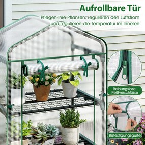 Costway Mini skleník s 5 řadovými policemi a PE krytem a svinovacími dvířky