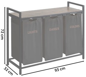 Tříkomorový prádlený koš 120 litrů s rámečkem Massido