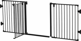 PawHut Čtyřdílná brána pro psy – Bezpečnostní brána pro domácí zvířata s automatickým zavíráním 202,5 x 76 cm | Aosom
