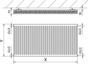 Mexen C21, panelový radiátor 400 x 800 mm, boční připojení, 741 W, bílá, W421-040-080-00