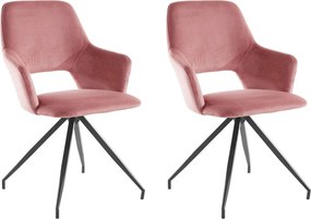 Danish style Jídelní židle Trumpet (SADA 2 ks), samet, růžová
