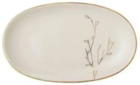 Bílý keramický talířek Bloomingville Rio, 21,5 x 13 cm