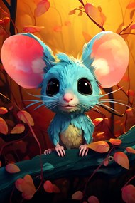 Plakát - Modrá myška v podzimním lese
