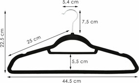 Velurová ramínka 44,5 cm, černá, sada 20ks SPRINGOS HG0060