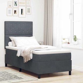 Postel s boxspringem s matrací Tmavě šedá 90 x 190 cm samet 3339735