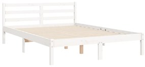 Rám postele s čelem bílý 140 x 200 cm masivní dřevo,  3194572