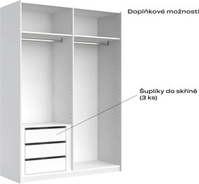 Skříň s posuvnými dveřmi 1,5x2,1m (Dveře Lesklé Bílé), série N Family