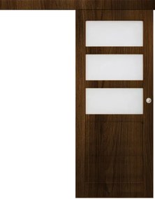 posuvné interiérové dveře na stěnu vasco doors BRAGA model 4 Průchozí rozměr: 70 x 197 cm, Orientace dveří: Levé dveře, Dekor: Ořech muškátový