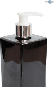 Dávkovač na mýdlo 500 ml černý s bílo-stříbrnou pumpičkou LUNA