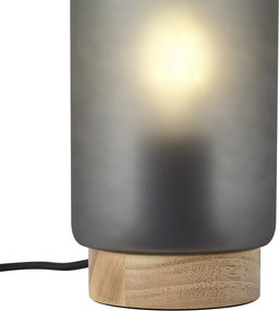 Moderní stolní lampa dřevěěná s matným šedým sklem - Umbra