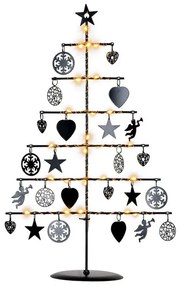 Nexos  67072 Vánoční kovový dekorační strom - černý, 25 LED, teple bílá