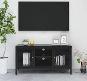 vidaXL TV stolek 105 x 35 x 52 cm ocel a sklo [336058] Barva: Černá