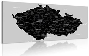 Obraz moderní černo-šedá mapa Česka - 120x60