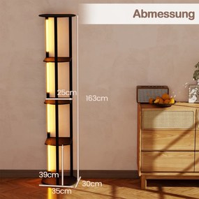 Costway Stojací lampa s policemi a 4 otočnými LED pásky a nožním spínačem