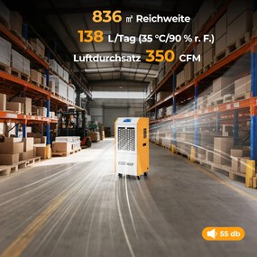 Costway Odvlhčovač 90 L/den stavební sušička komerční s vypouštěcí hadicí