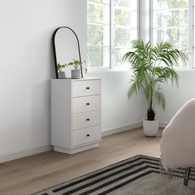 HOMCOM Komoda se 4 zásuvkami, skříň z dřevotřísky v moderním stylu, 47 x 29 x 75 cm, bílá