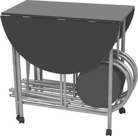 Pětidílný jídelní set skládací, MDF černý 243902