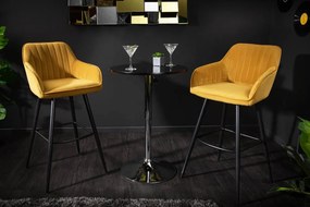 Designová barová židle Esmeralda hořčičný samet