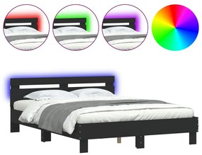 vidaXL Rám postele s čelem a LED osvětlením černý 140 x 200 cm