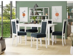 Rozkládací jídelní stůl se 6 židlemi AL10, Barva dřeva: bílá, Potah: Zetta 300