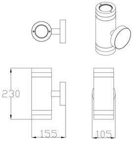 Venkovní nástěnné svítidlo RINO 2xGU10/12W/230V IP54 černá