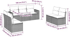 7dílná zahradní sedací souprava s poduškami hnědá polyratan 3218823