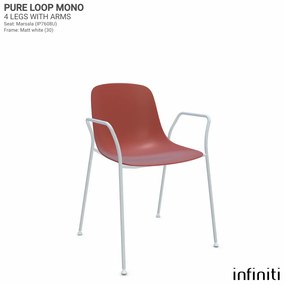 Židle Pure Loop Mono s opěradly Barva kovové konstrukce: Matt white 30, Barva sedáku a opěradla z recyklovaného plastu: Marsala IP7608U