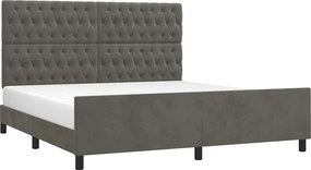 Rám postele s čelem tmavě šedý 180x200 cm samet 3125953