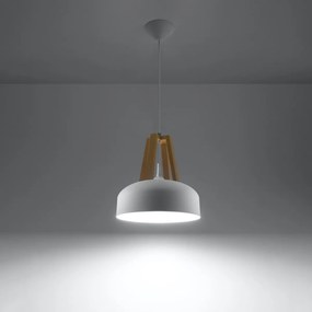 Sollux Lighting Závěsné svítidlo CASCO bílé/přírodní dřevo