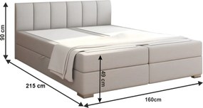 Boxspringová postel 160x200, světle šedá, RIANA KOMFORT