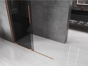 Mexen Velar, sprchová zástěna s posuvnými dveřmi Walk-in 140 x 200 cm, 8mm šedé sklo, měděná matná, 871-140-000-43-65