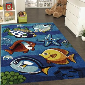 BE Dětský koberec Smart Kids 22308 NAVY - námořnická modrá obdélníková, ryba Rozměr: 120x180 cm