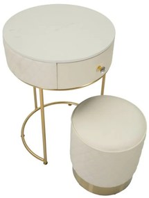 Designový toaletní stolek s taburetkou Pembroke II krémový
