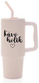 KÁVOHOLIK - růžový cestovní termohrnek 900 ml