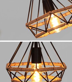 Toolight Toolight, Stropní svítidlo, geometrické, závěsné, loft styl na laně APP678-1CP, černá-hnědá, OSW-05644