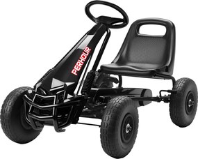 AIYAPLAY Tretkart Go-Kart pro děti s nastavitelným sedadlem, EVA kola, manuální spojka a brzda, 110 x 61 x 62 cm, černá