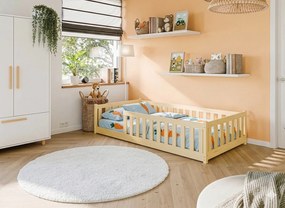 Dětská Montessori postel z masivu borovice BETTY - 200x90 cm - PŘÍRODNÍ