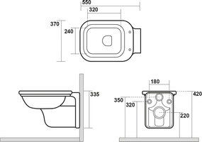Kerasan, WALDORF závěsná WC mísa, 37x55cm, bílá, 411501