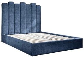 Modrá čalouněná dvoulůžková postel s úložným prostorem s roštem 140x200 cm Dreamy Aurora – Miuform