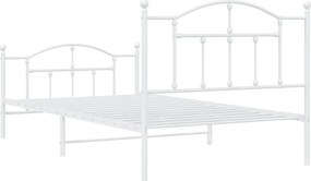 vidaXL Kovový rám postele s hlavovým a nožním čelem 107 x 203 cm [353502] Barva: Bílá