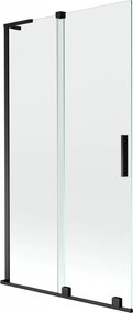 Mexen Velar L, 2-křídlová posuvná vanová zástěna 100 x 150 cm, 8mm čiré sklo, černá matná, 896-100-003-01-70