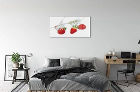 Obraz na skle Water Strawberry bílé pozadí 125x50 cm