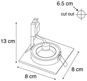 Sada 6 moderních zapuštěných bodových svítidel zlatá čtvercová IP44 - Xena