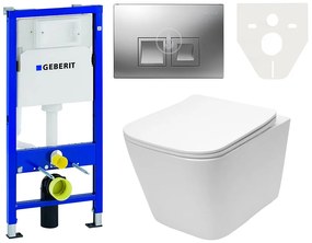 AKCE/SET/LIVERO Geberit - Modul pro závěsné WC DuofixBasic s tlačítkem Delta50, lesklý chrom + REA - Závěsná WC mísa Raul Rimless