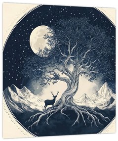 Obraz - Magický strom s jelenem I. (30x30 cm)