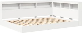 Knihovna postel s policí Bílá 160 x 200 cm Kompozitní dřevo 3335739