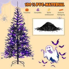 Costway 183 cm vysoký umělý sváteční strom Halloween s LED světly a dekoracemi