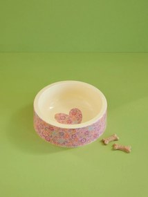 rice Melaminová miska pro mazlíčky Flower Heart, růžová barva, melamin