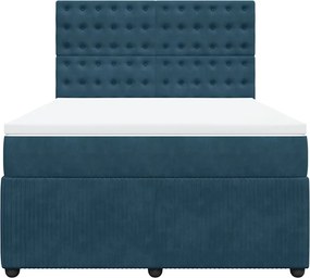 Box spring postel s matrací modrá 140 x 200 cm samet 3294674