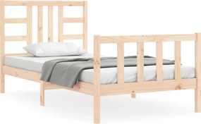 vidaXL Rám postele s čelem 90 x 190 cm masivní dřevo [3191938] Barva: Bílá